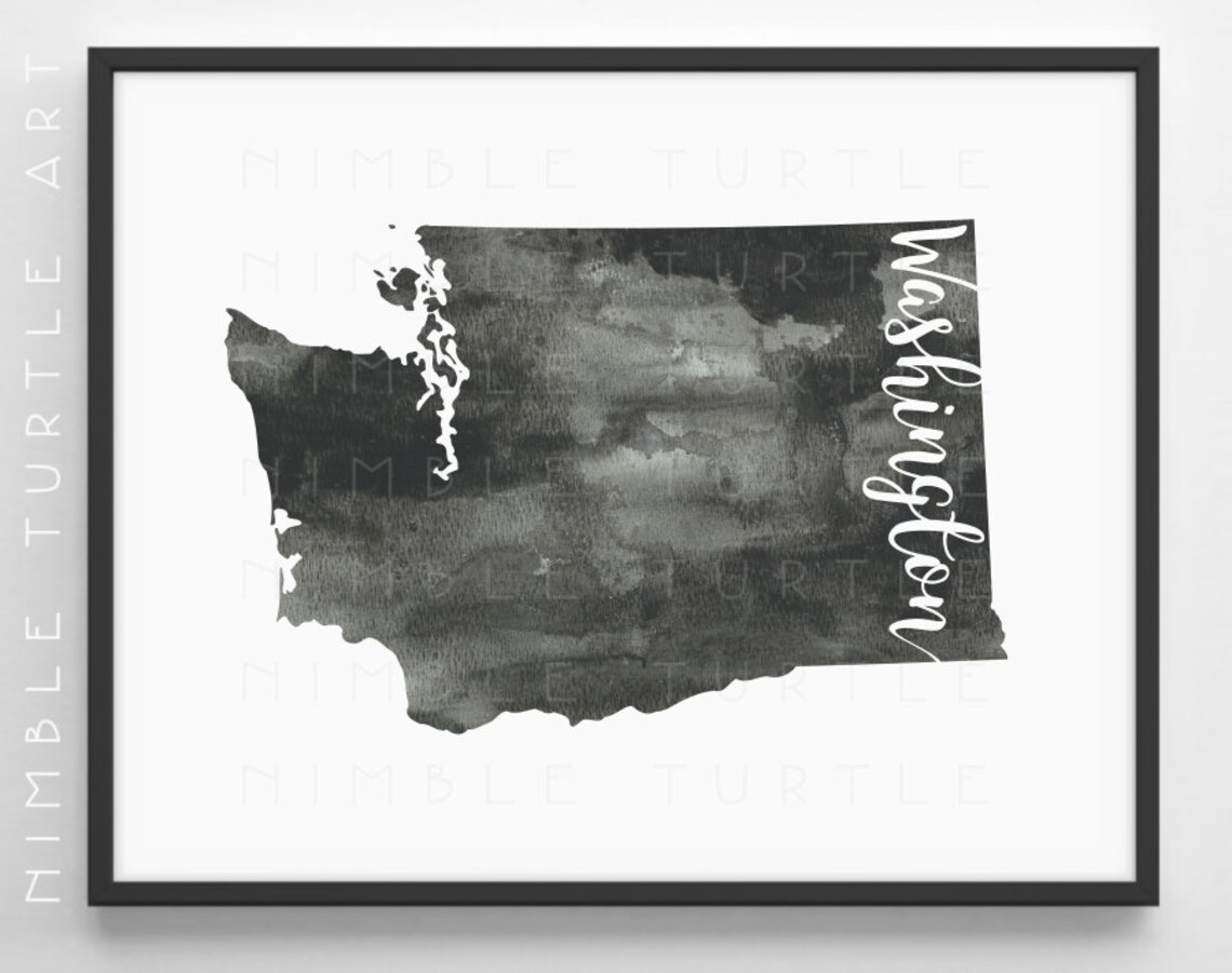Washington State Outline Watercolor - Printable Washington Wall Art ...