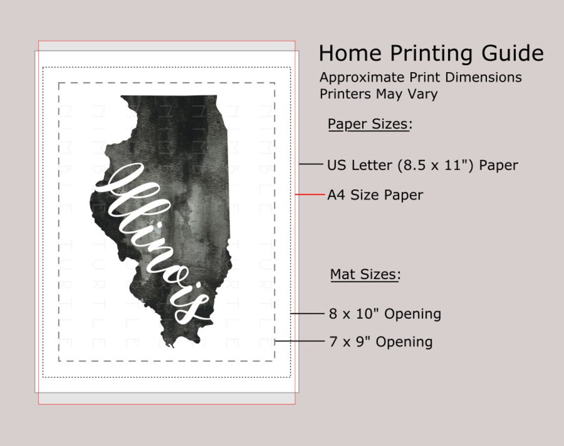 Illinois State Outline Watercolor Printable Illinois Wall - Etsy