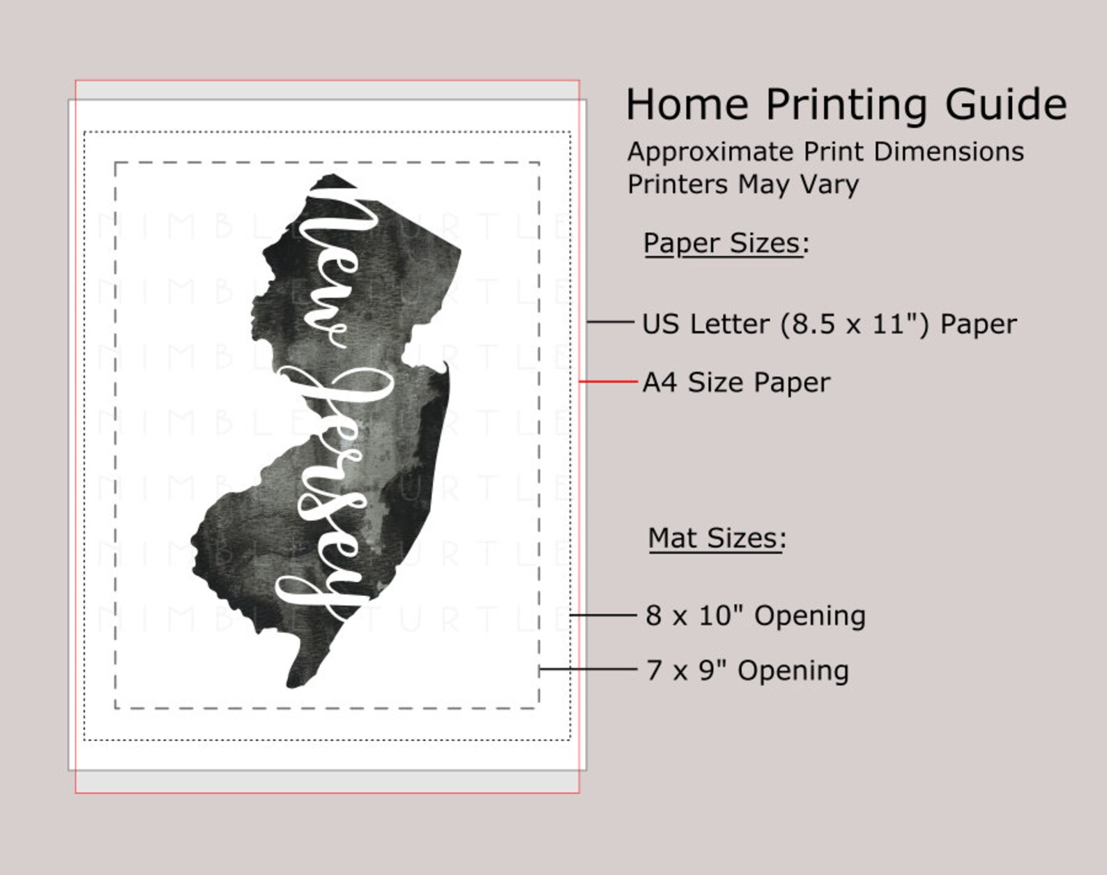 New Jersey State Outline Watercolor Printable New Jersey | Etsy