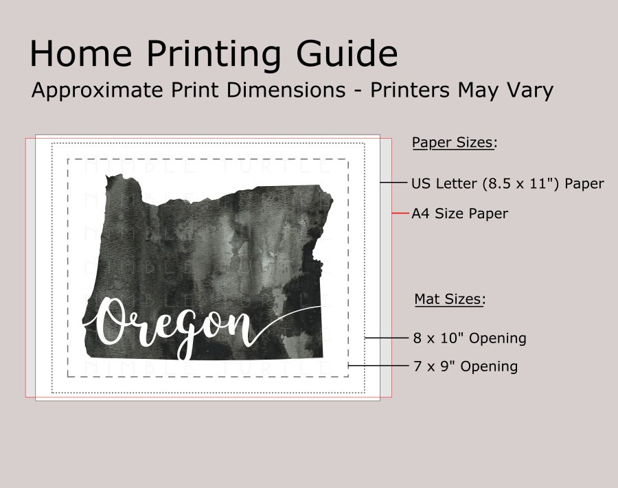 Oregon State Outline Watercolor Printable Oregon Wall Art | Etsy