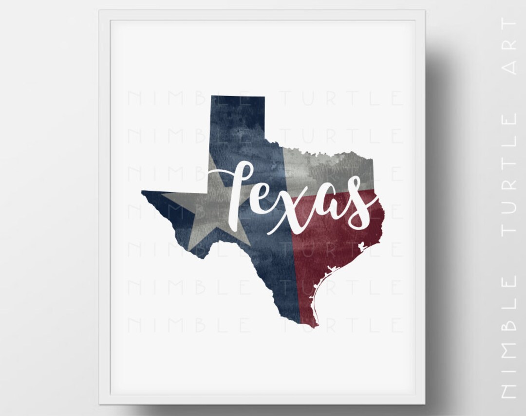 Texas State Outline Watercolor With Texas State Flag Background ...