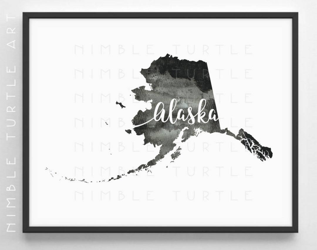 Alaska State Outline Watercolor - Printable Alaska Wall Art - Comes ...