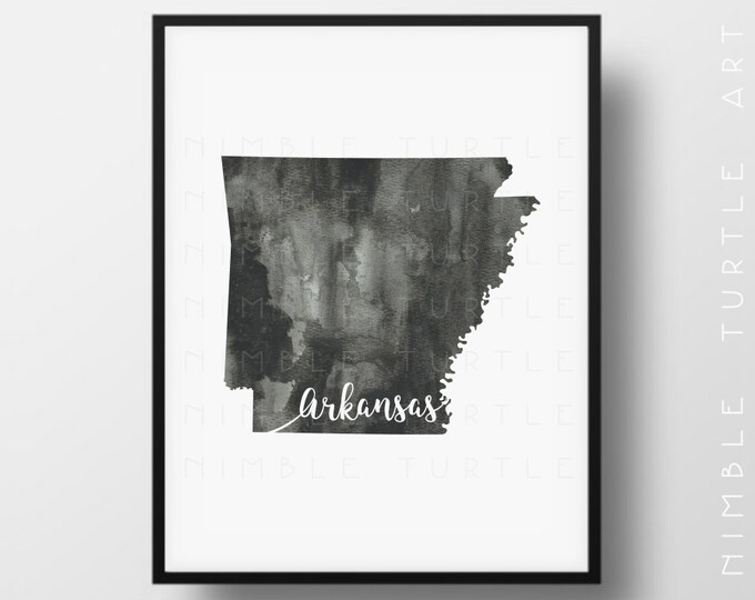 Arkansas State Outline Watercolor Printable Arkansas Wall Art Comes ...