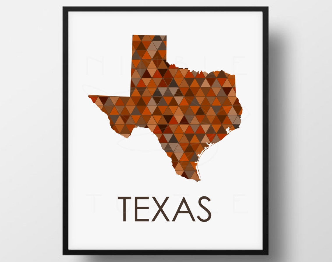 Texas Printable State Outline With Geometric Triangles Background - Etsy