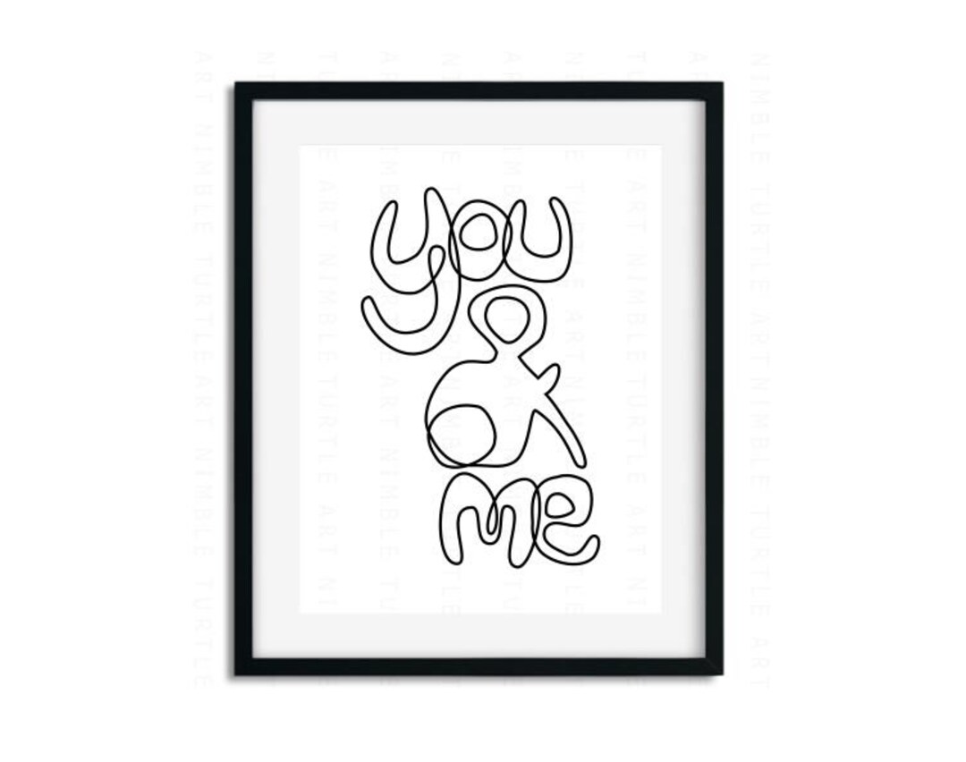 You and Me - Printable Line Contour Drawing Art Quote Wall Hanging ...