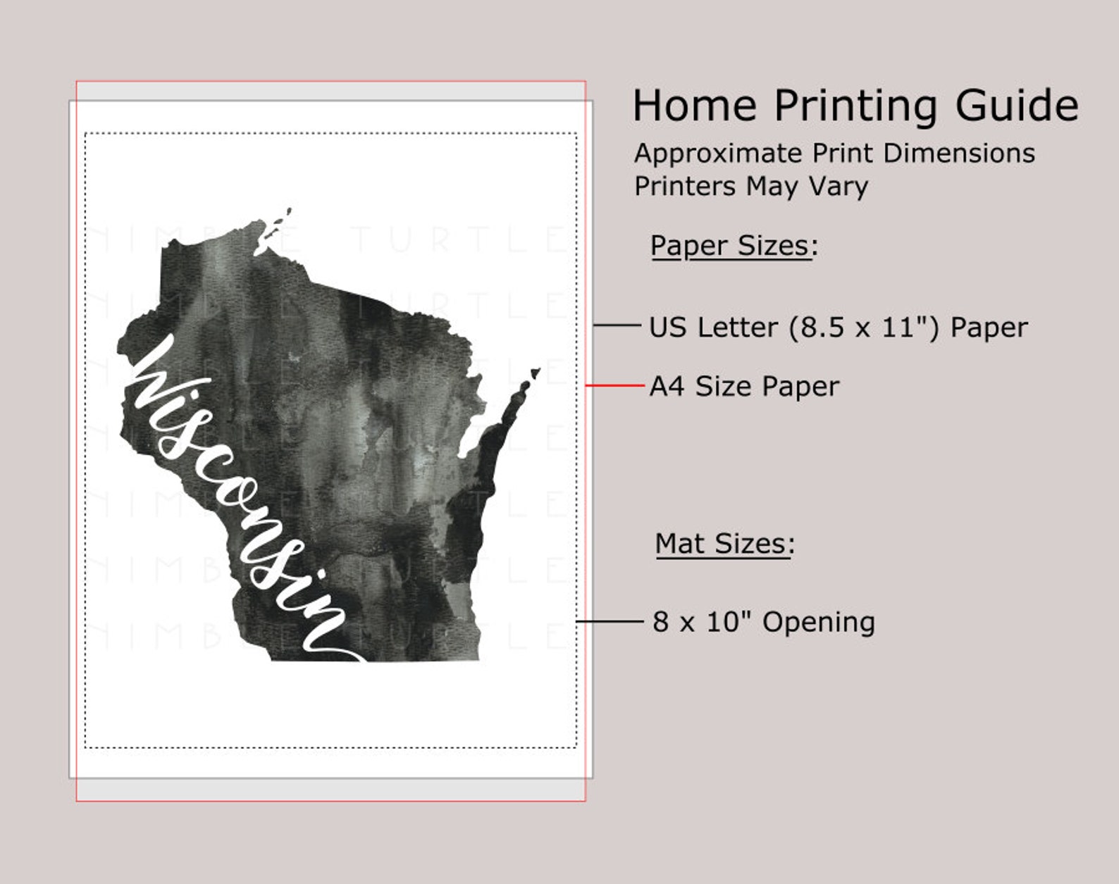 Wisconsin State Outline Watercolor Printable Wisconsin Wall | Etsy