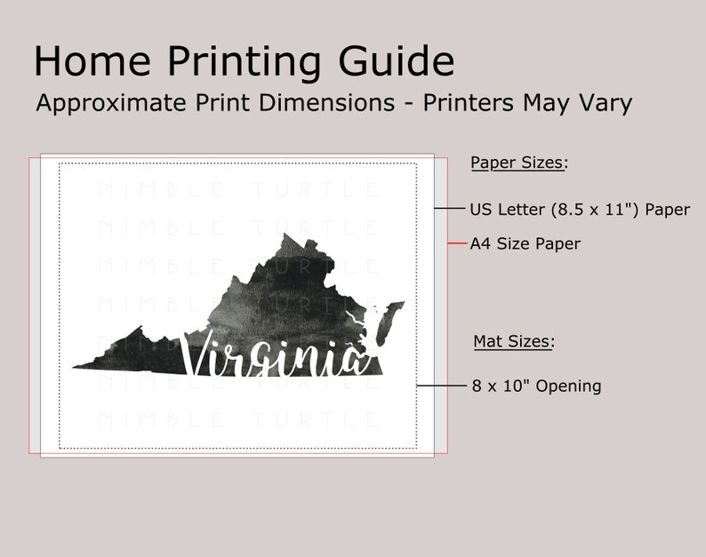 Virginia State Outline Watercolor Printable Virginia Wall - Etsy