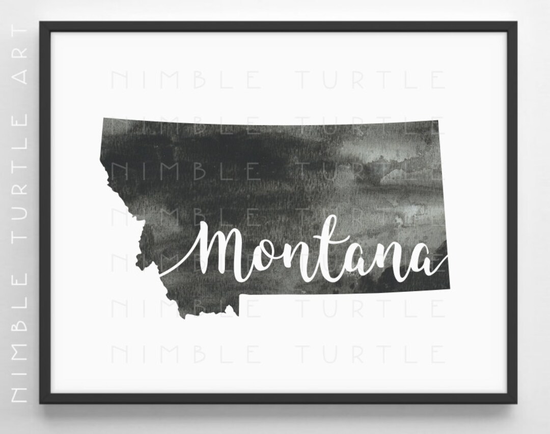 Montana State Outline Watercolor - Printable Montana Wall Art - Comes ...