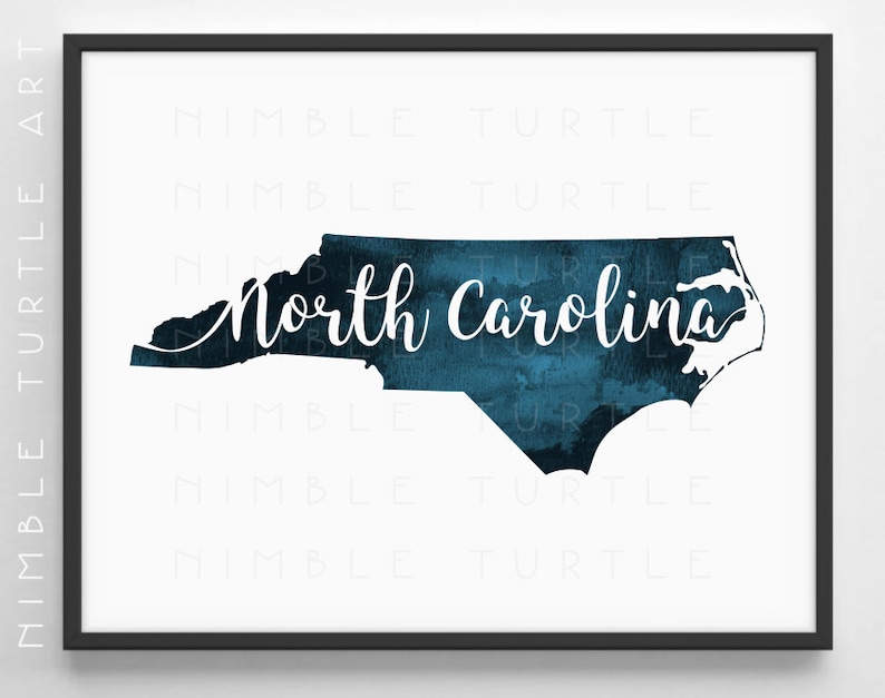 North Carolina State Outline Watercolor Blue Printable North - Etsy UK
