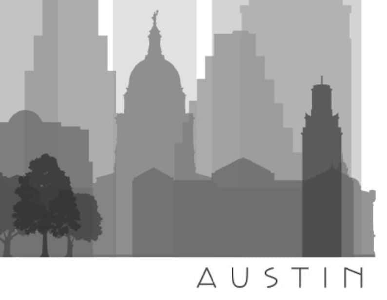 Austin Skyline Printable Download Black and White - Etsy UK
