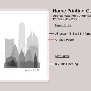 Austin Skyline Printable Download - Black and White - Grayscale ...