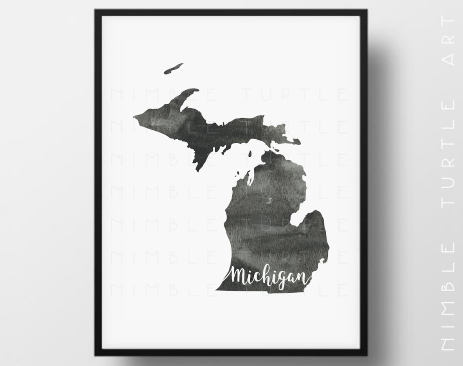 Michigan State Outline Watercolor Printable Michigan Wall | Etsy