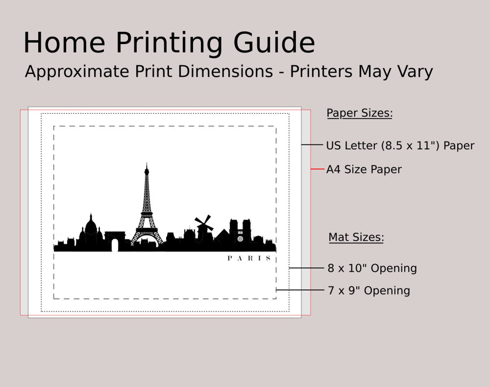 Paris Skyline Silhouette - Printable Skyline - Paris France - PDF, Png ...