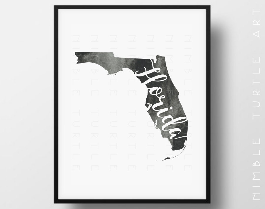 Florida State Outline Watercolor Printable Florida Wall Art - Etsy