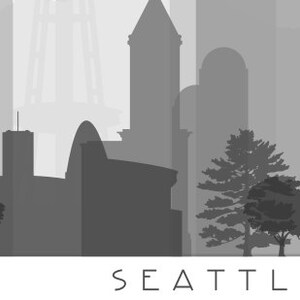Seattle Skyline Printable Download - Black and White - Grayscale ...