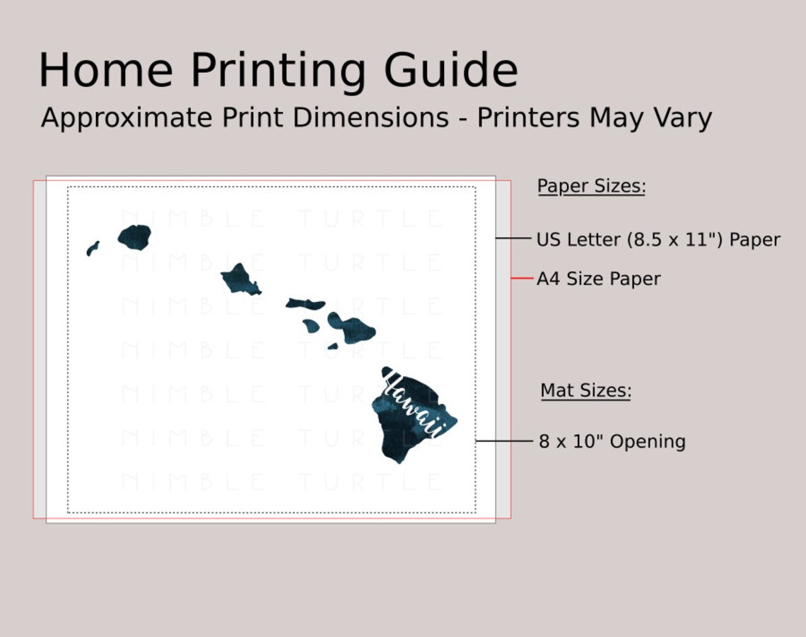 Hawaii State Outline Watercolor Blue Printable Hawaii Wall - Etsy