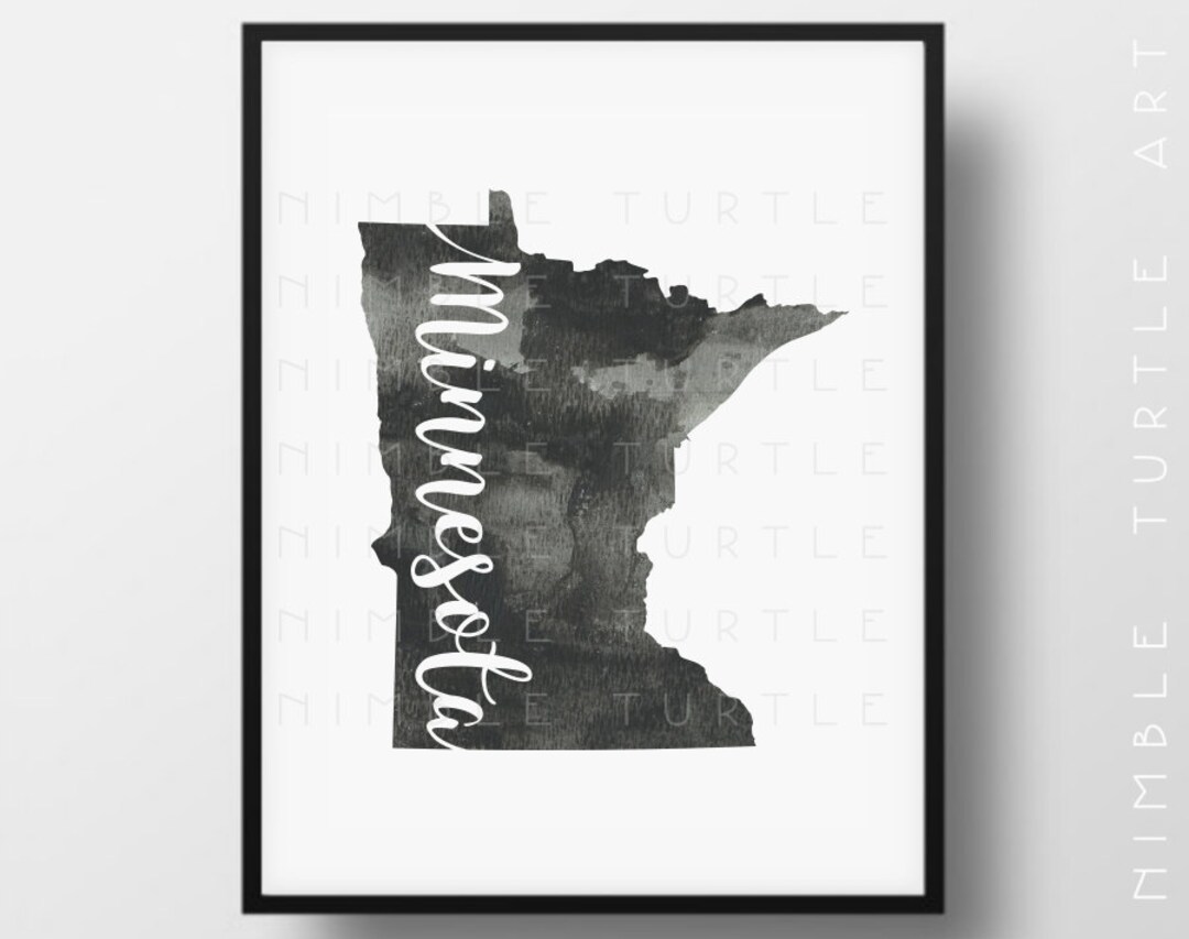 Minnesota State Outline Watercolor - Printable Minnesota Wall Art ...