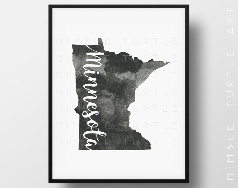 Minnesota State Outline Watercolor Printable Minnesota Wall - Etsy