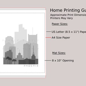 Phoenix Skyline Printable Download Black and White Grayscale Phoenix ...