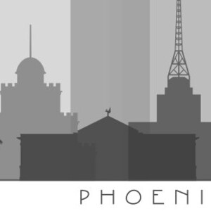 Phoenix Skyline Printable Download Black and White Grayscale Phoenix ...