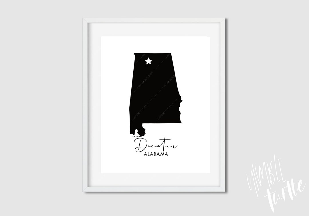 Decatur Alabama Art Map - Printable AL Wall Art - Decatur Map - Jpg Pdf ...