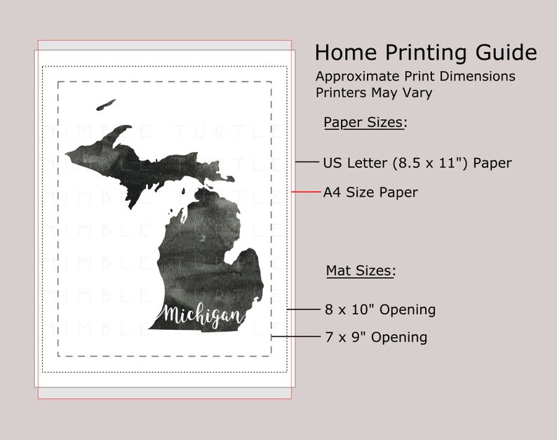 Michigan State Outline Watercolor - Printable Michigan Wall Art - Comes ...