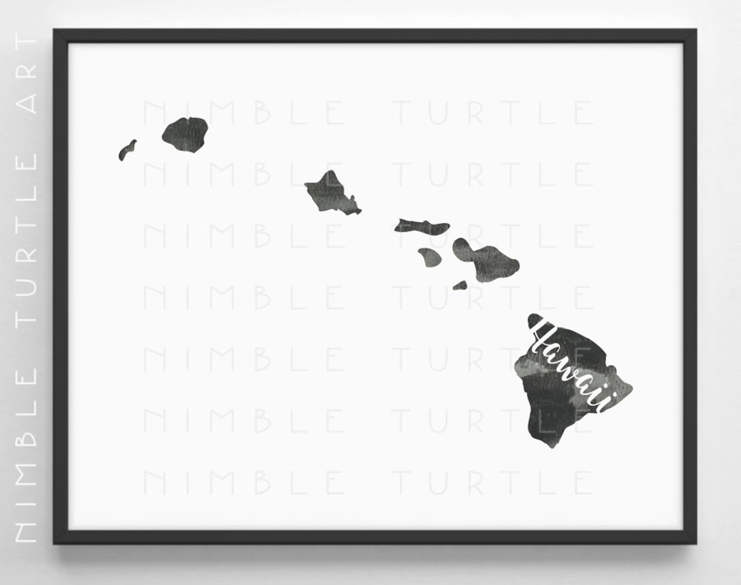 Hawaii State Outline Watercolor - Printable Hawaii Wall Art - Comes ...