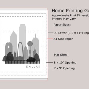 Dallas Skyline Printable Download - Black and White - Grayscale - Print ...