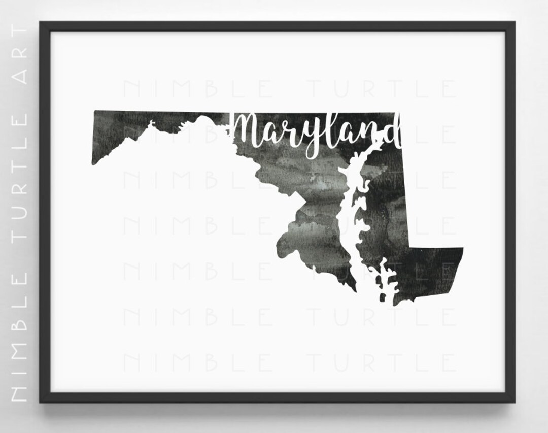 Maryland State Outline Watercolor - Printable Maryland Wall Art - Comes ...