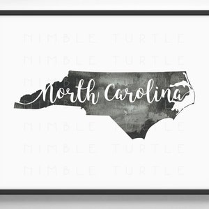 North Carolina State Outline Watercolor - Printable North Carolina Wall ...