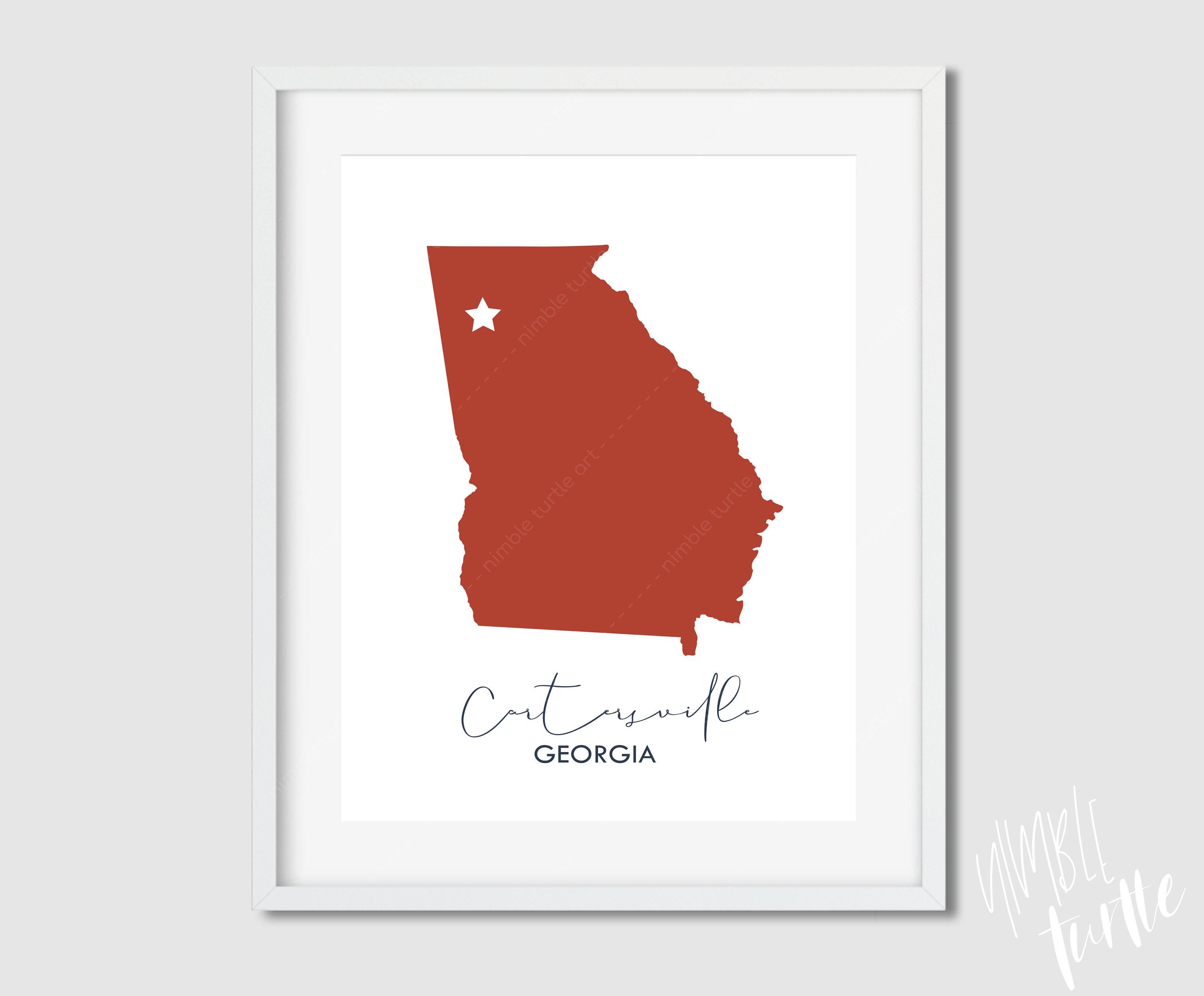 Cartersville Georgia Art Map Printable Georgia Wall Art - Etsy