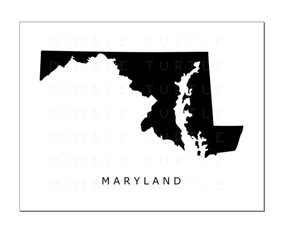 Maryland State Outline Watercolor Printable Maryland Wall - Etsy