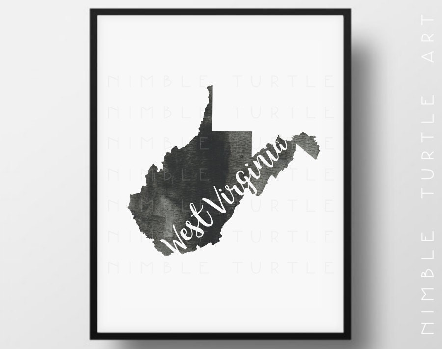 West Virginia State Outline Watercolor Printable West | Etsy