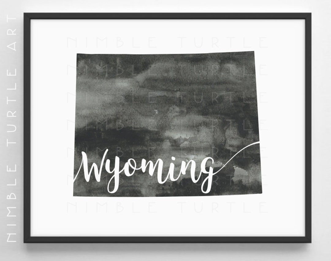 Wyoming State Outline Watercolor - Printable Wyoming Wall Art - Comes ...