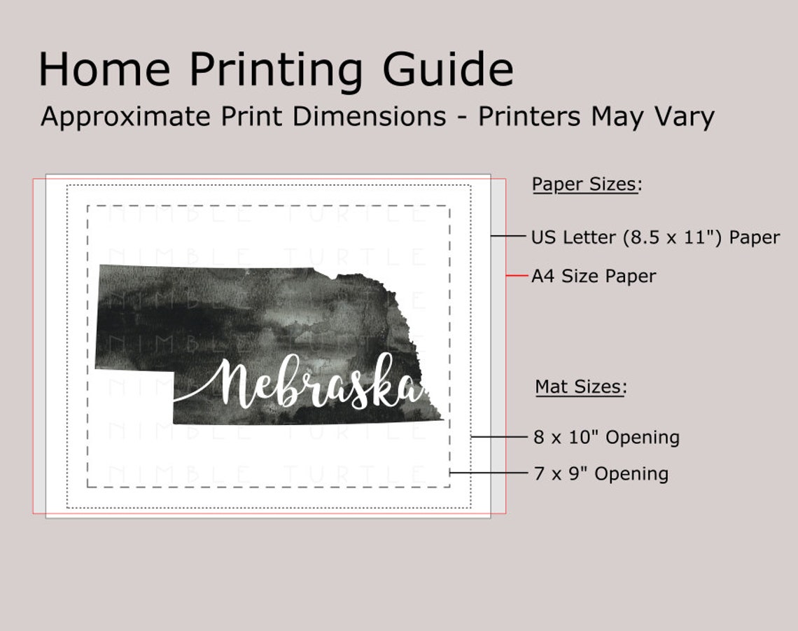 Nebraska State Outline Watercolor - Printable Nebraska Wall Art - Comes ...