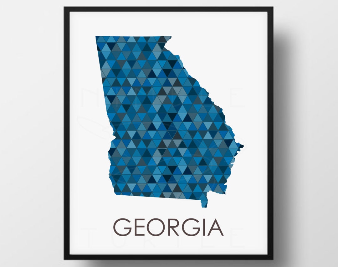 Georgia Printable State Outline With Geometric Triangles Background - Etsy