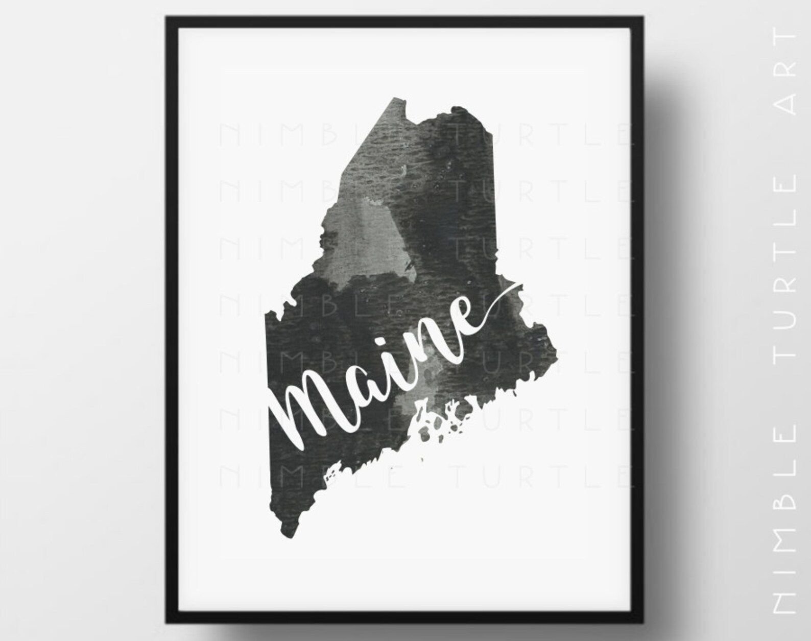 Maine State Outline Watercolor Printable Maine Wall Art | Etsy