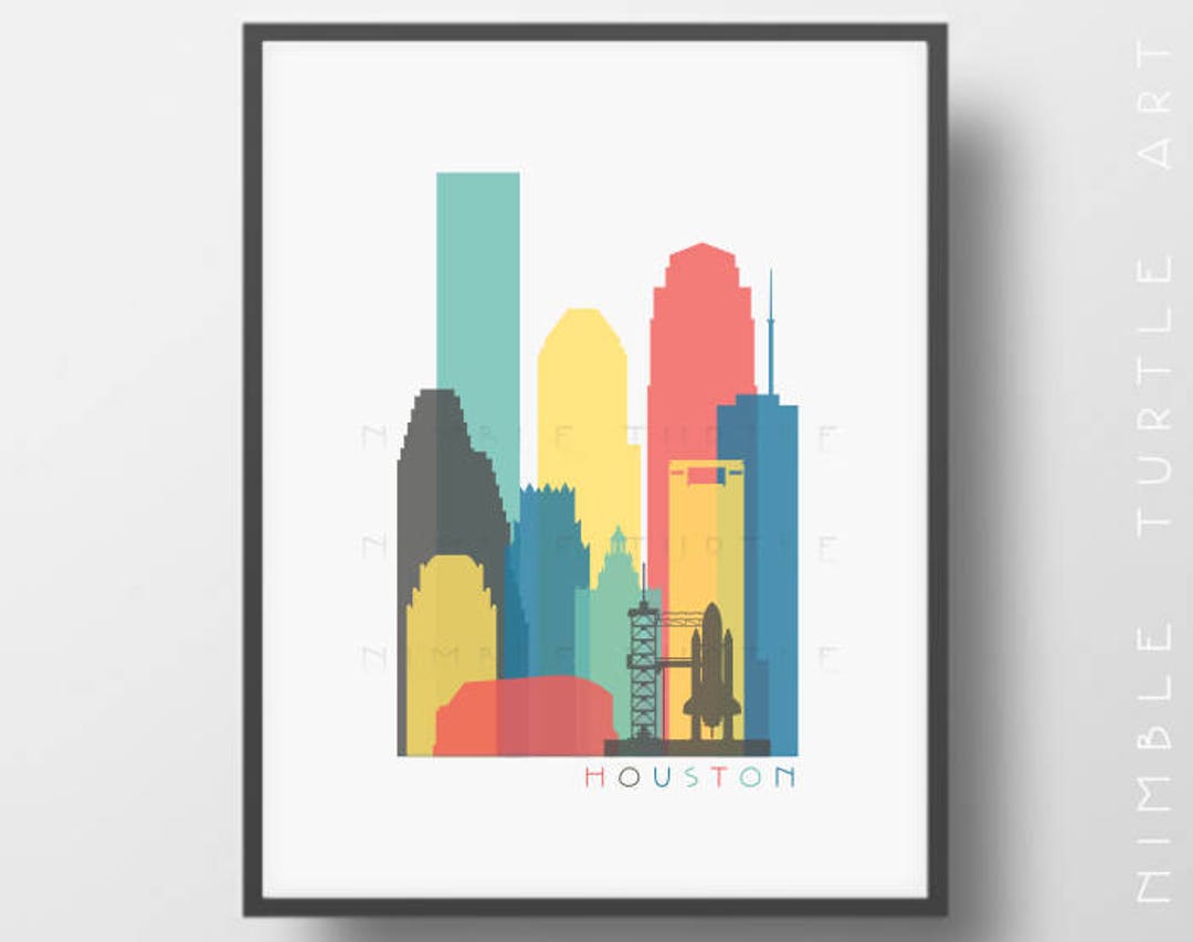 Houston Skyline Printable Download Pastel Primary Colors - Etsy