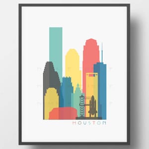 Houston Skyline Printable Download - Pastel Primary Colors - Etsy