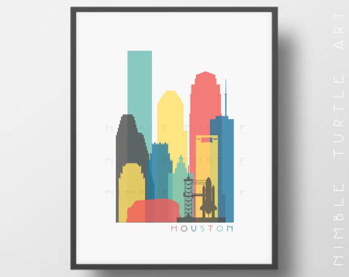 Houston Skyline Printable Download Pastel Primary Colors - Etsy