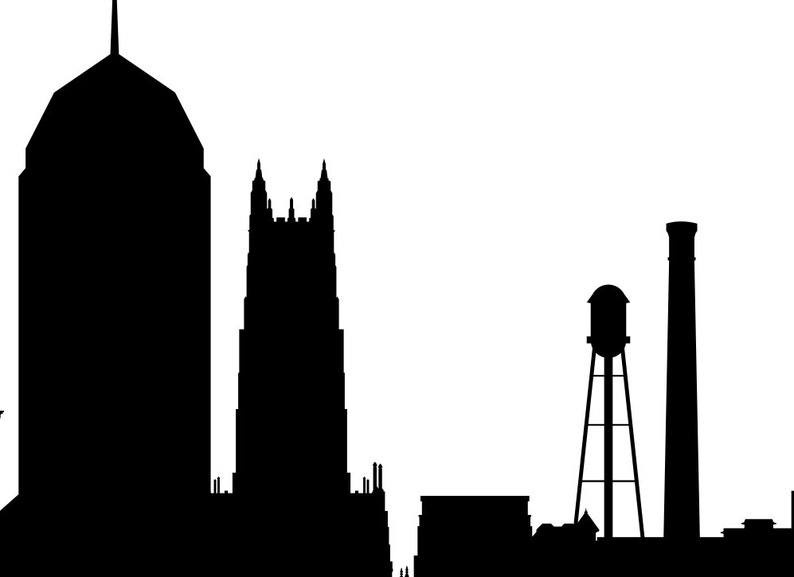Durham NC Skyline Silhouette Printable Download Black and - Etsy