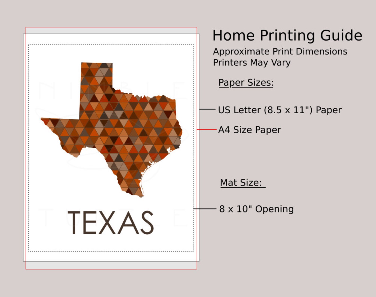 Texas Printable State Outline With Geometric Triangles - Etsy