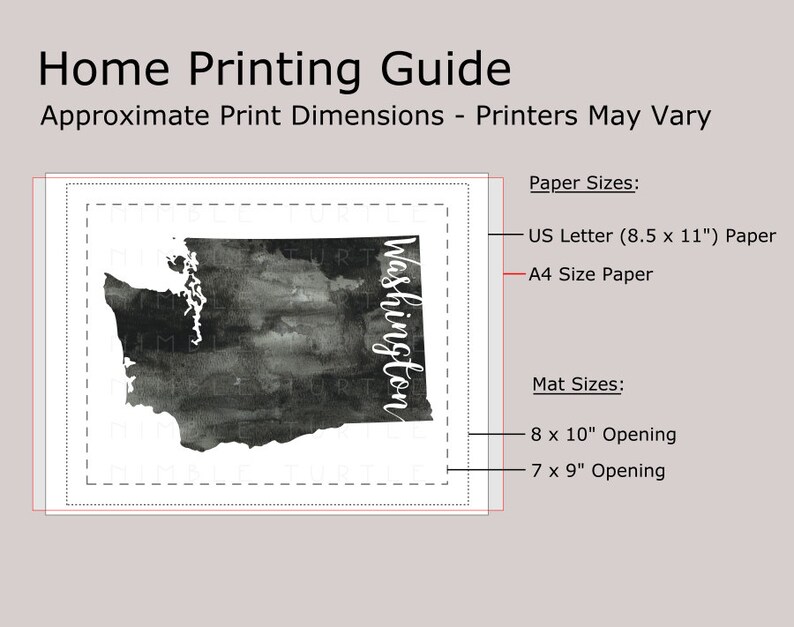 Washington State Outline Watercolor Printable Washington - Etsy UK