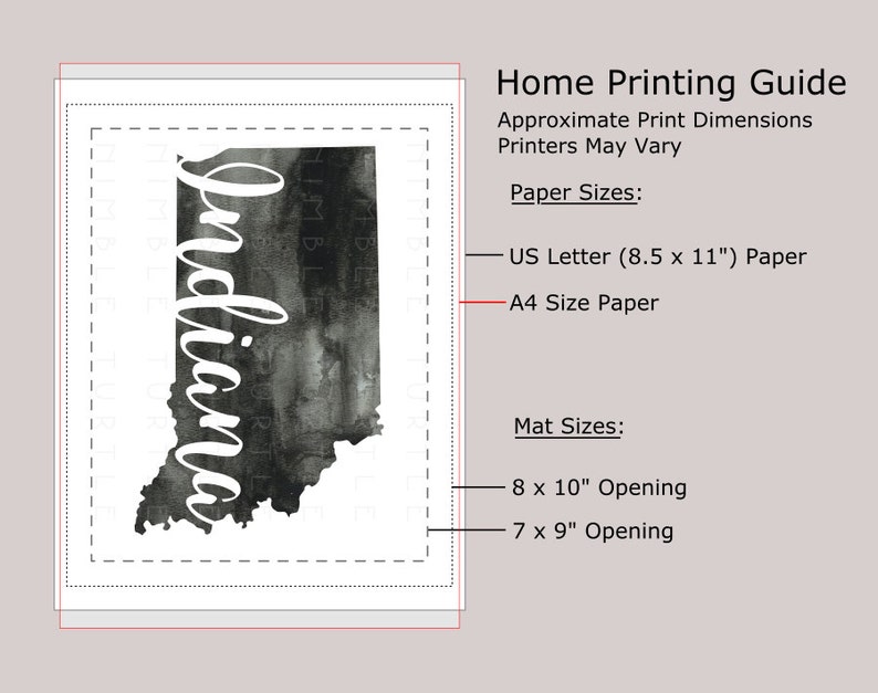Indiana State Outline Watercolor Printable Indiana Wall Art - Etsy UK