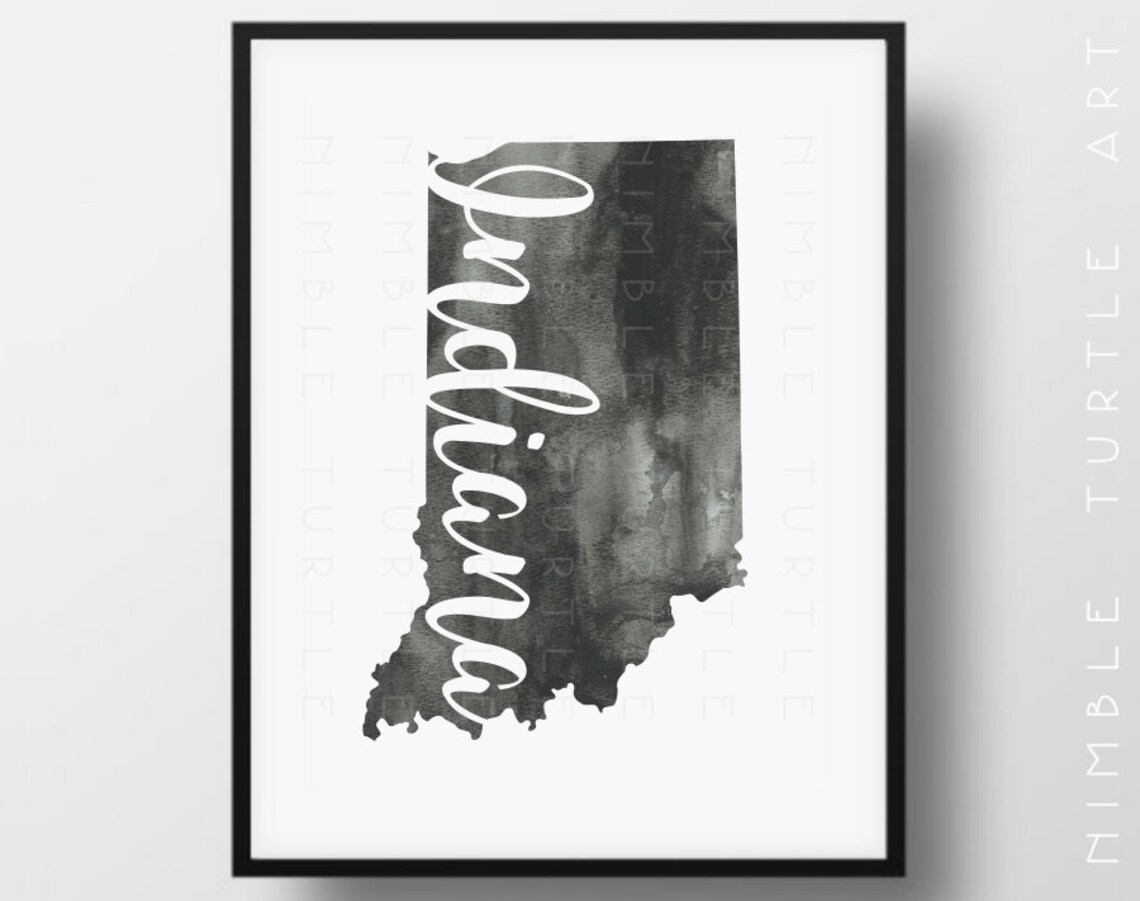 Indiana State Outline Watercolor Printable Indiana Wall Art | Etsy