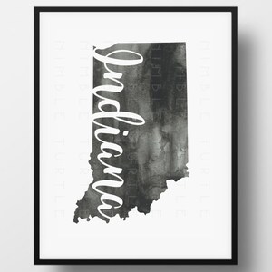 Indiana State Outline Watercolor - Printable Indiana Wall Art - Comes ...