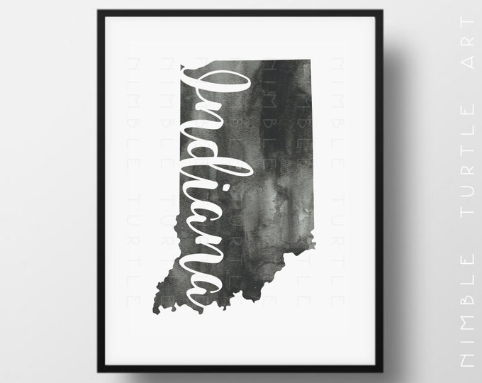 Indiana State Outline Watercolor Printable Indiana Wall Art Comes With ...