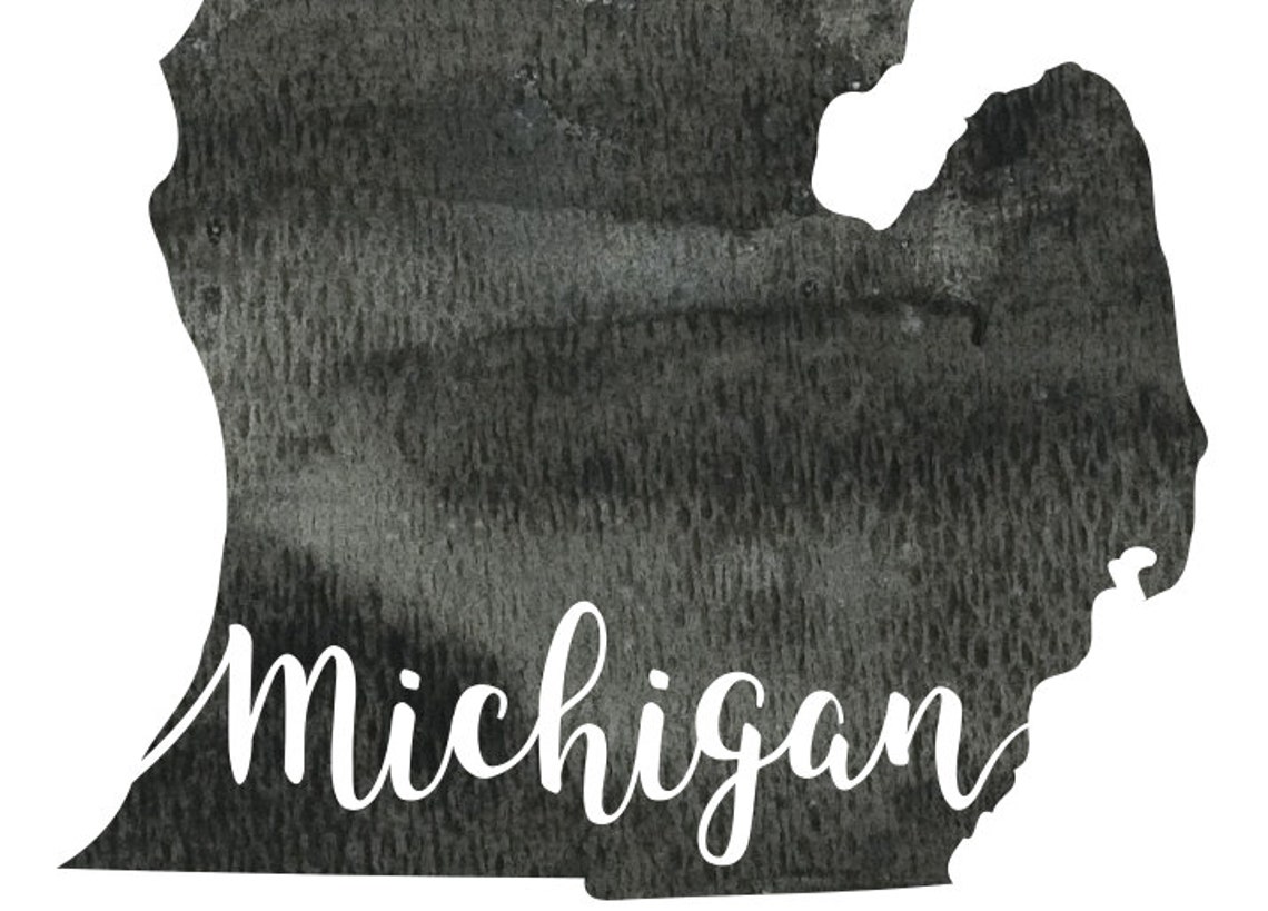 Michigan State Outline Watercolor Printable Michigan Wall | Etsy