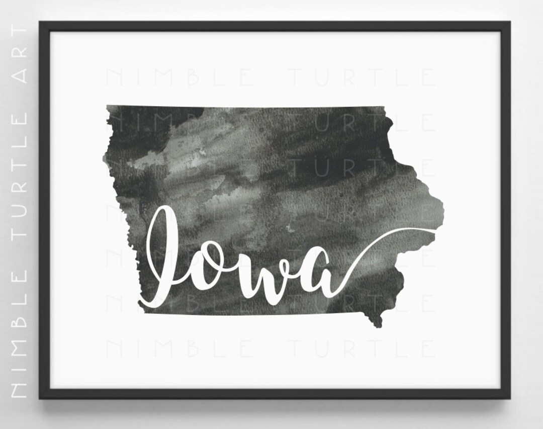 Iowa State Outline Watercolor - Printable Iowa Wall Art - Comes With ...