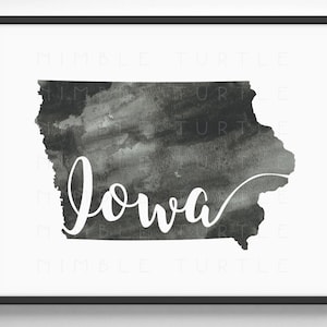 Iowa State Outline Watercolor - Printable Iowa Wall Art - Comes With ...